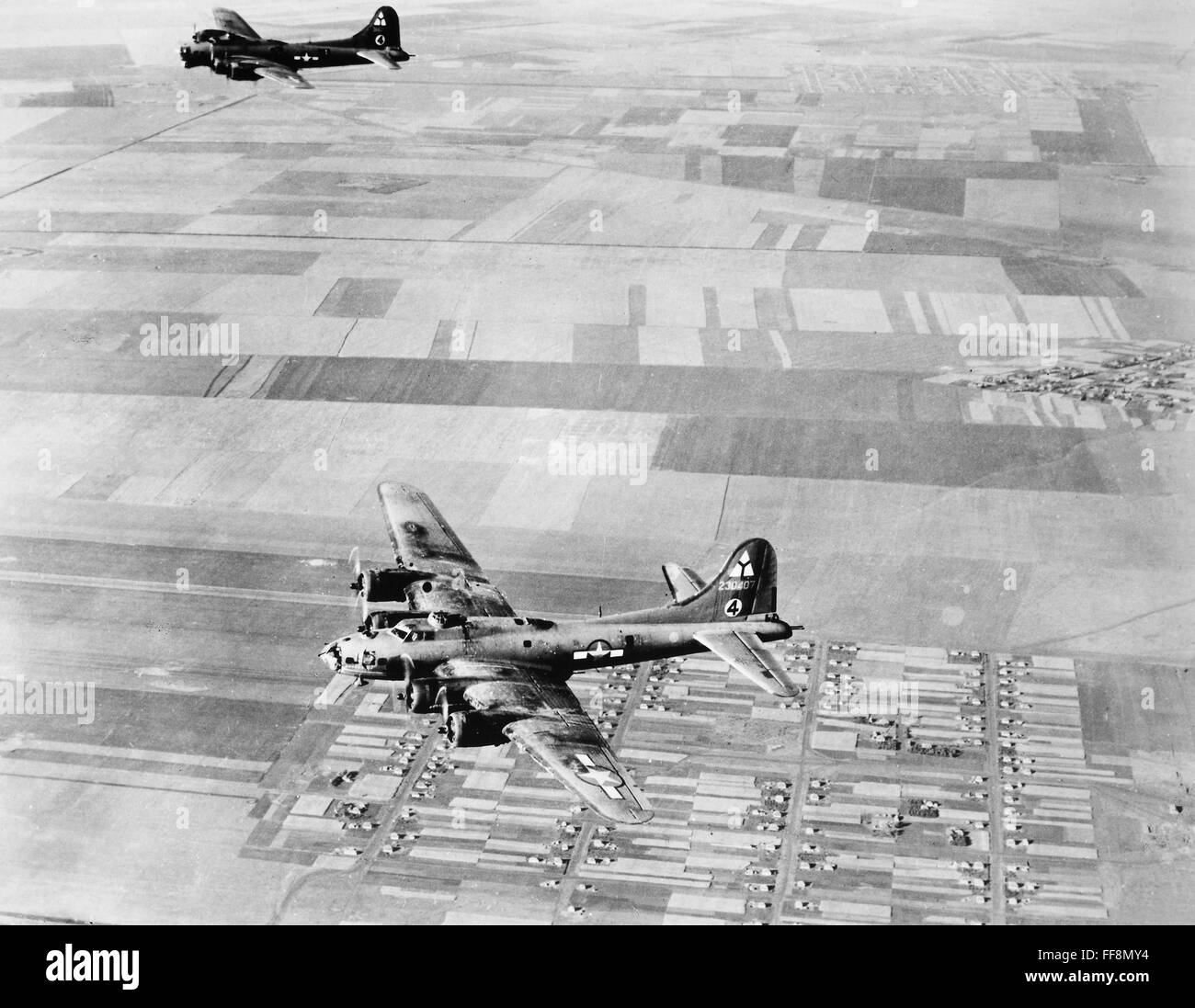 FLYING FORTRESS, 1944. /nA Boeing B17 'Flying Fortress', returning to ...