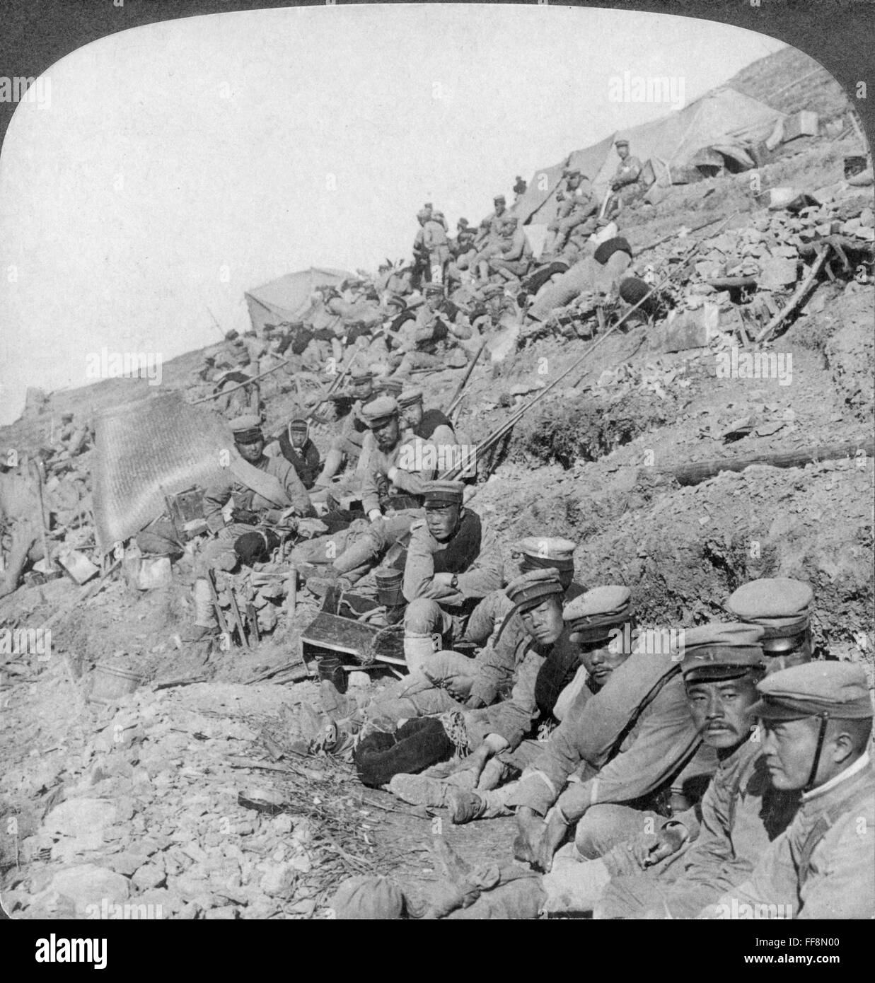 RUSSO-JAPANESE WAR /n(1904-1905). Japanese soldiers waiting to move ...