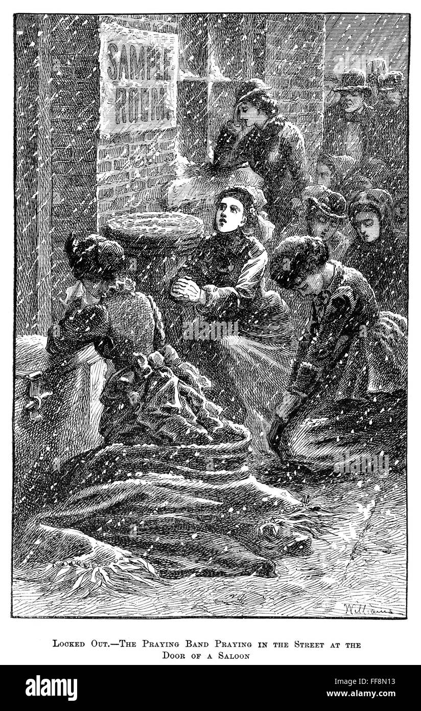 TEMPERANCE, c1880. /nA 'praying band' of women temperance activists ...