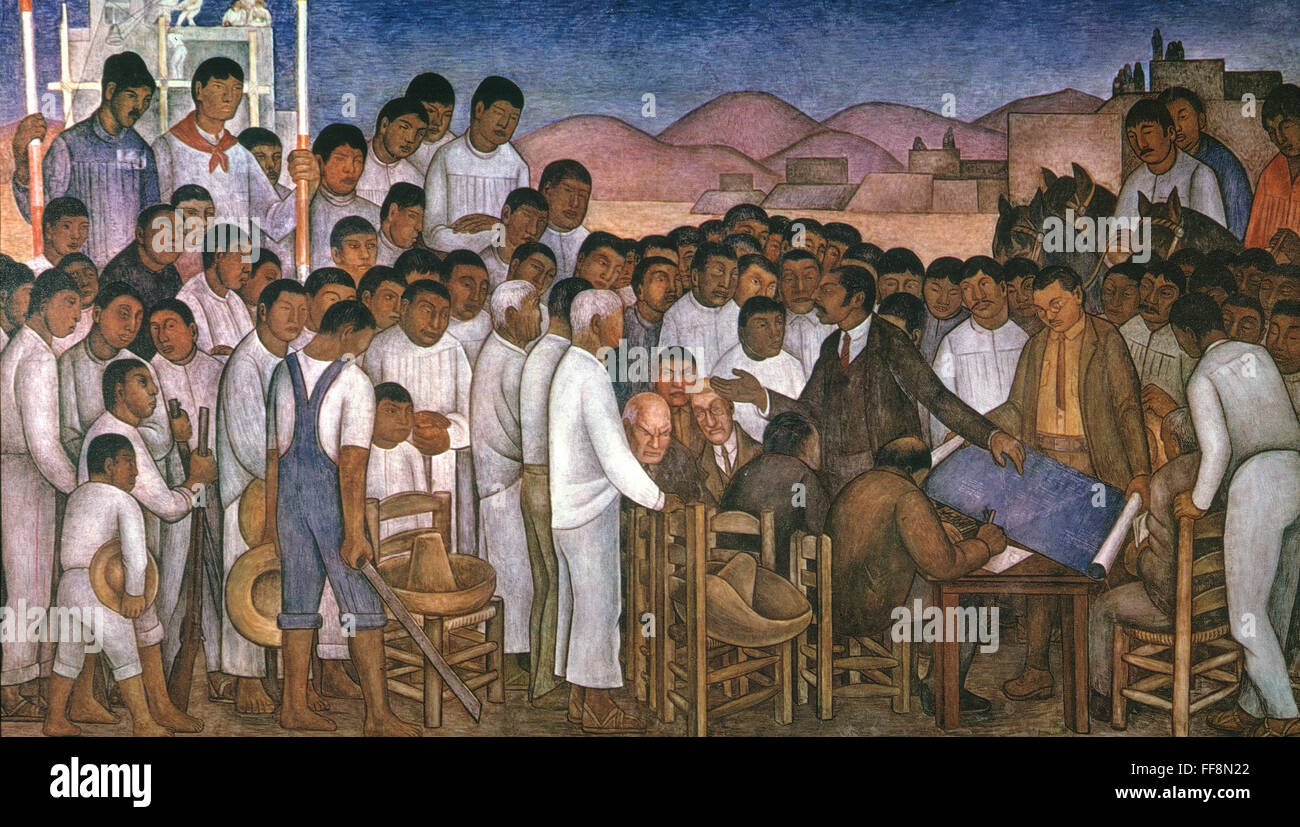 RIVERA: LAND DISTRIBUTION. /nMural painting by Diego Rivera (1886-1957 ...