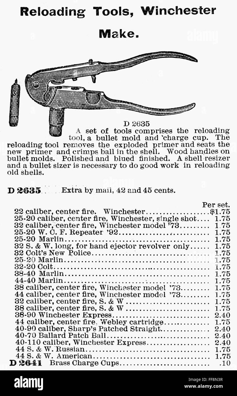 RIFLE RELOADING TOOLS AD. /nAn engraved advertisement for Winchester ...