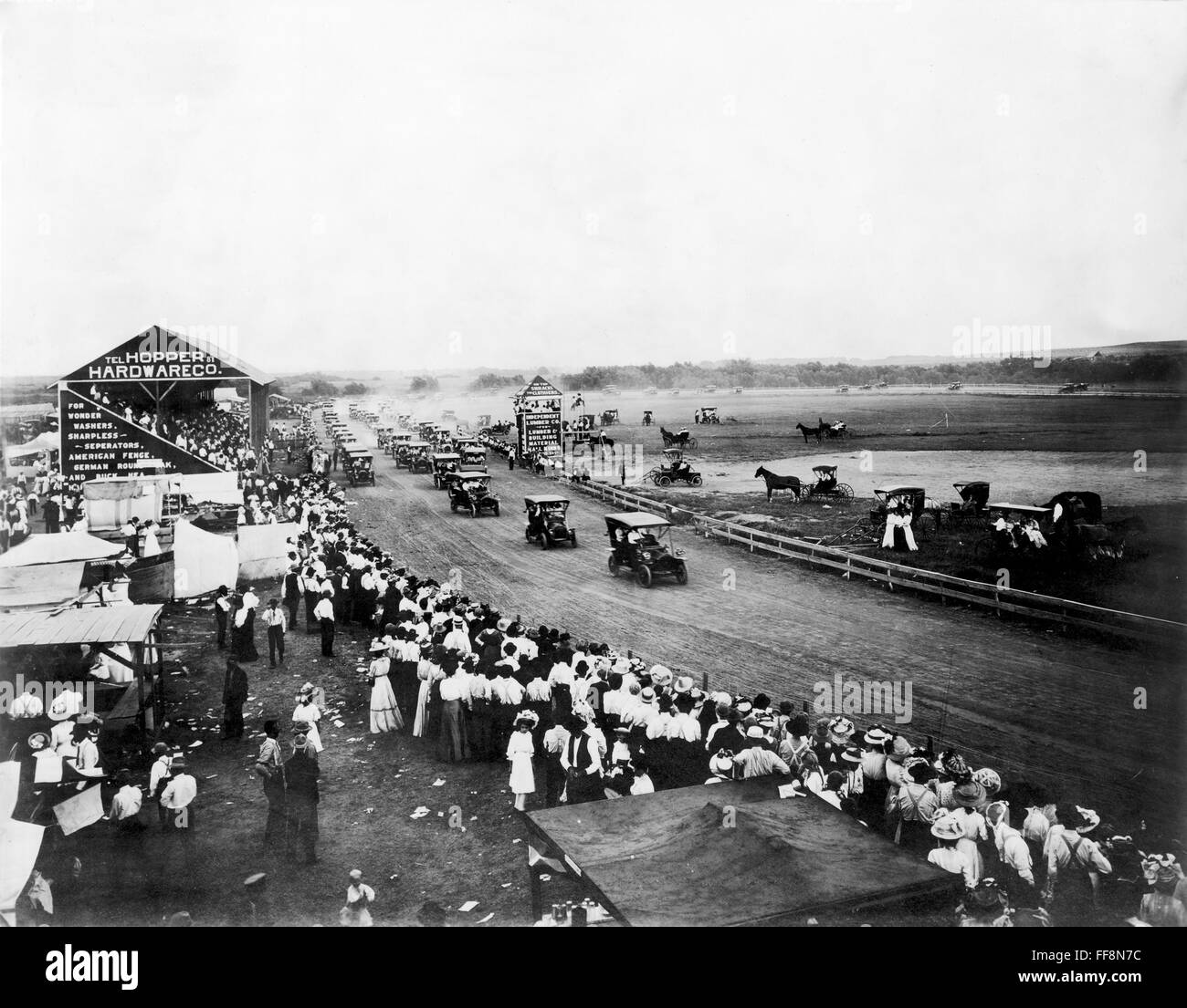 COUNTRY FAIR, 1909. /nAutomobile parade at the Pratt County Fair, Pratt ...