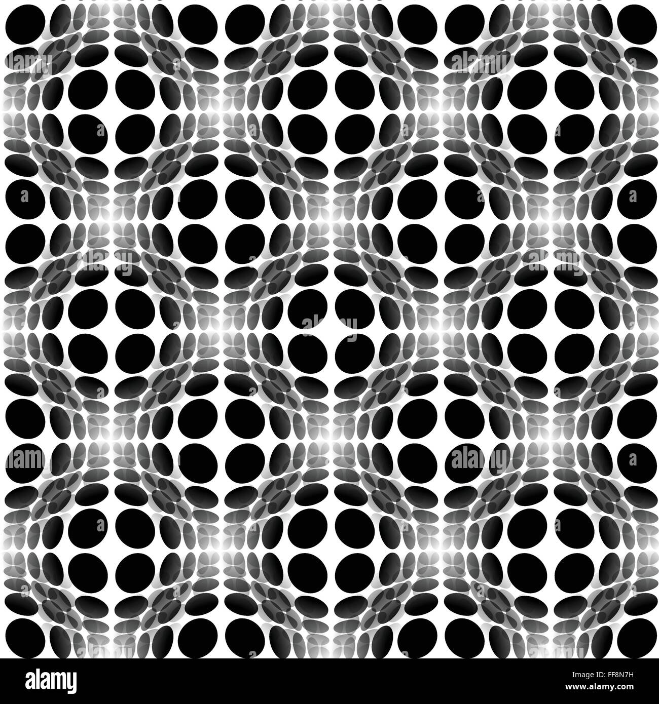 Sphere, circles abstract monochrome pattern with distortion effect ...