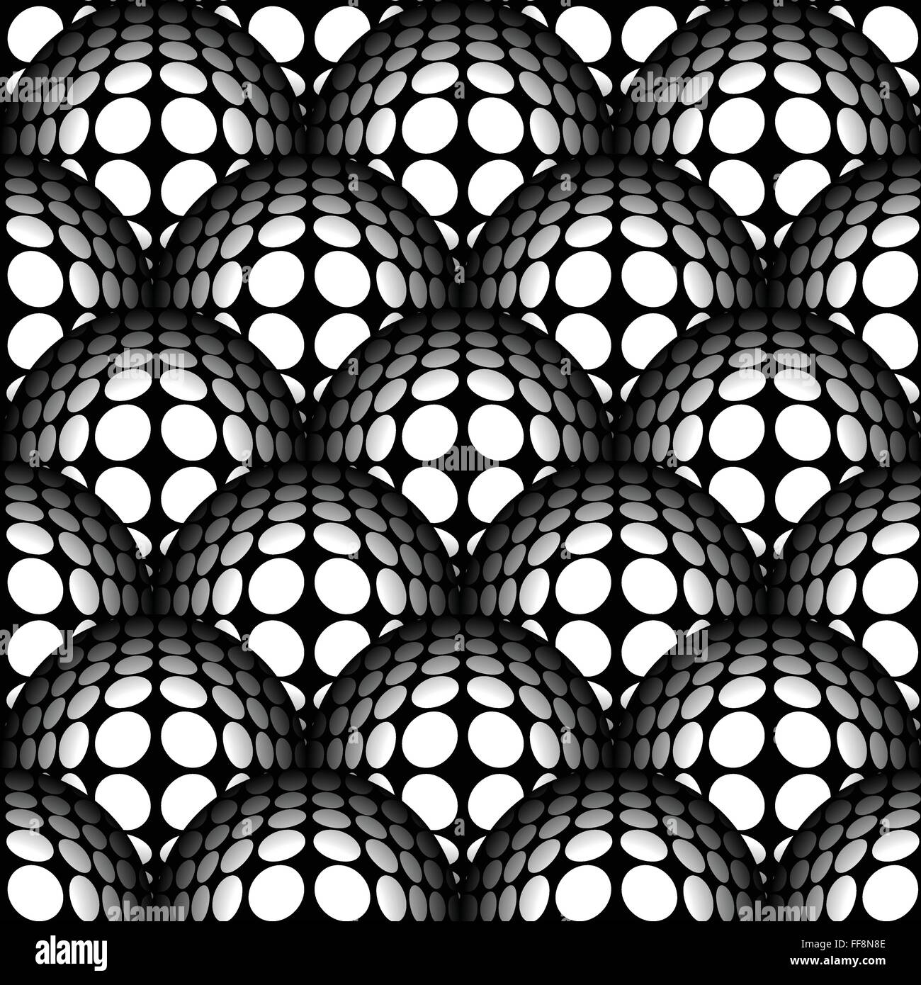 Sphere, circles abstract monochrome pattern with distortion effect ...
