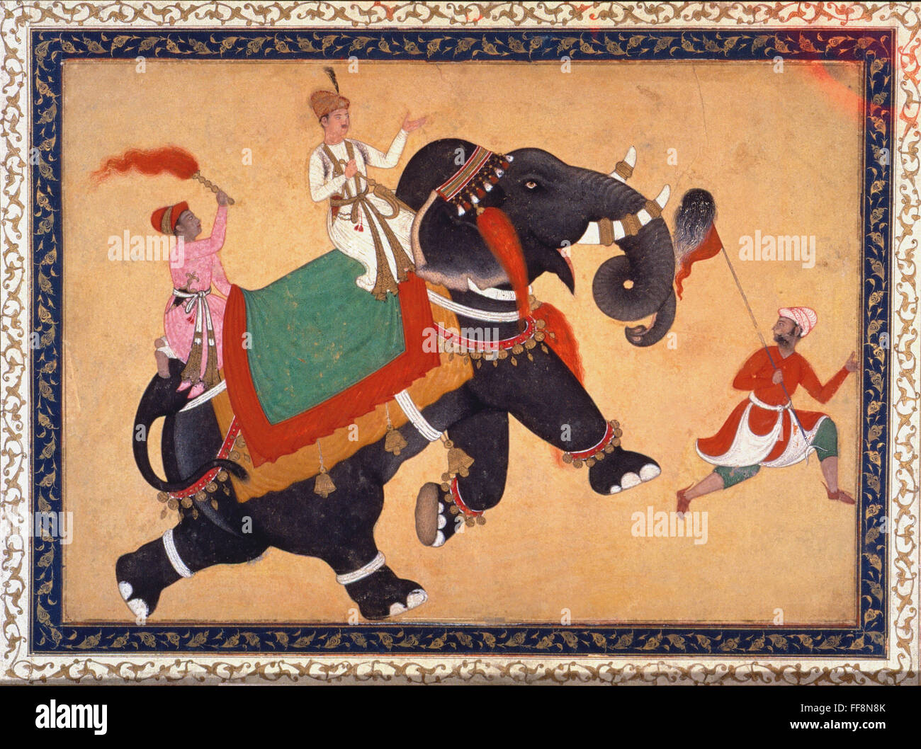 NOBLEMAN RIDING ELEPHANT. /nMughal, c1600 Stock Photo - Alamy