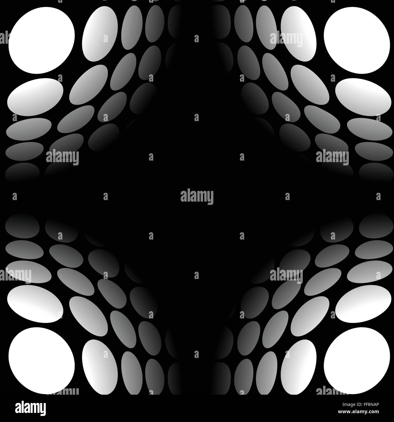 Sphere, circles abstract monochrome pattern with distortion effect ...
