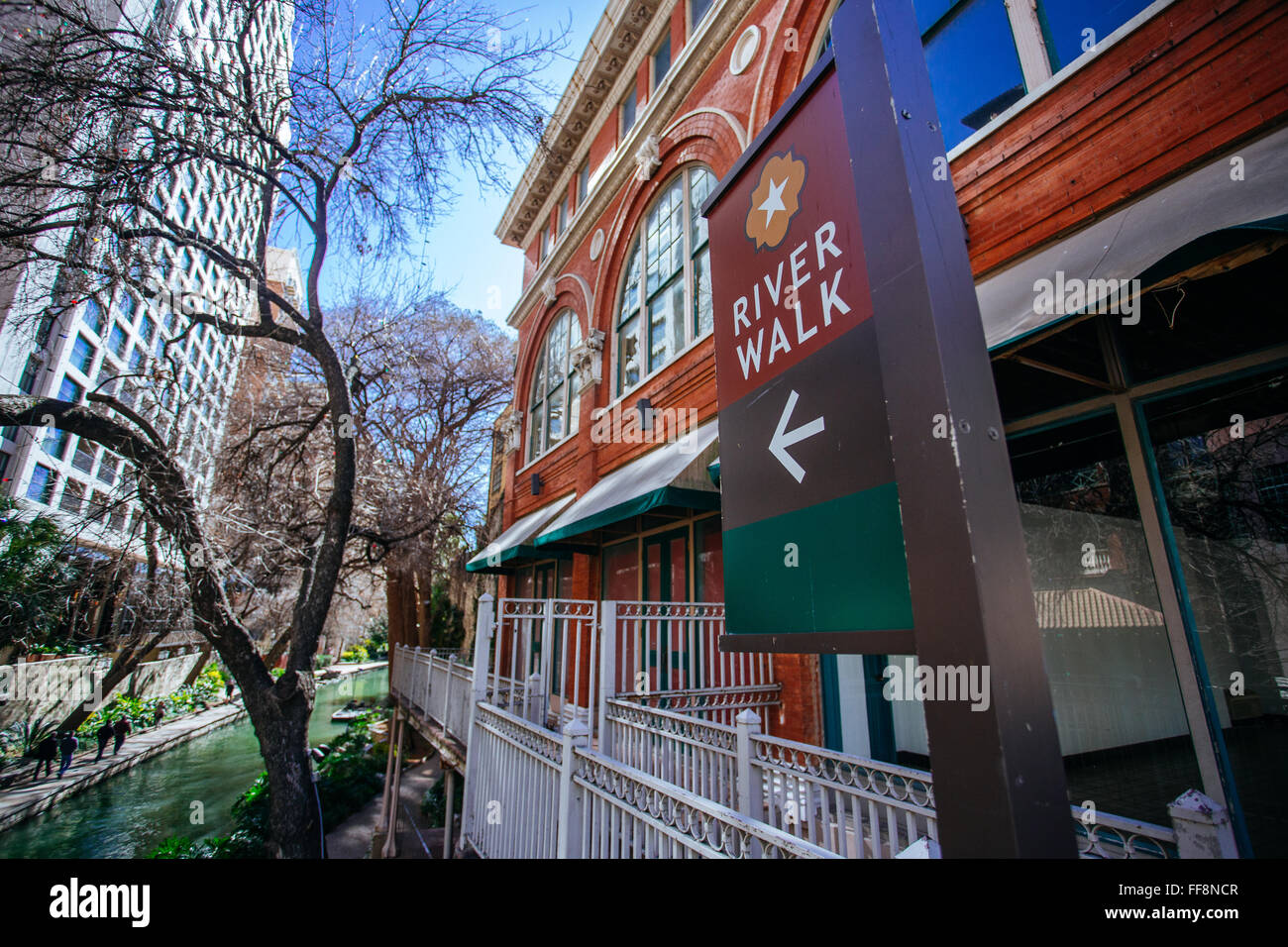 San Antonio riverwalk sign Stock Photo - Alamy