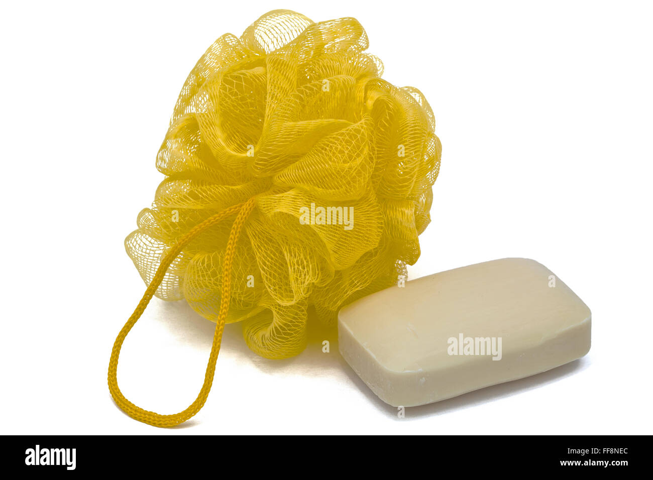 Piece of soap and bast, isolated on white background Stock Photo - Alamy