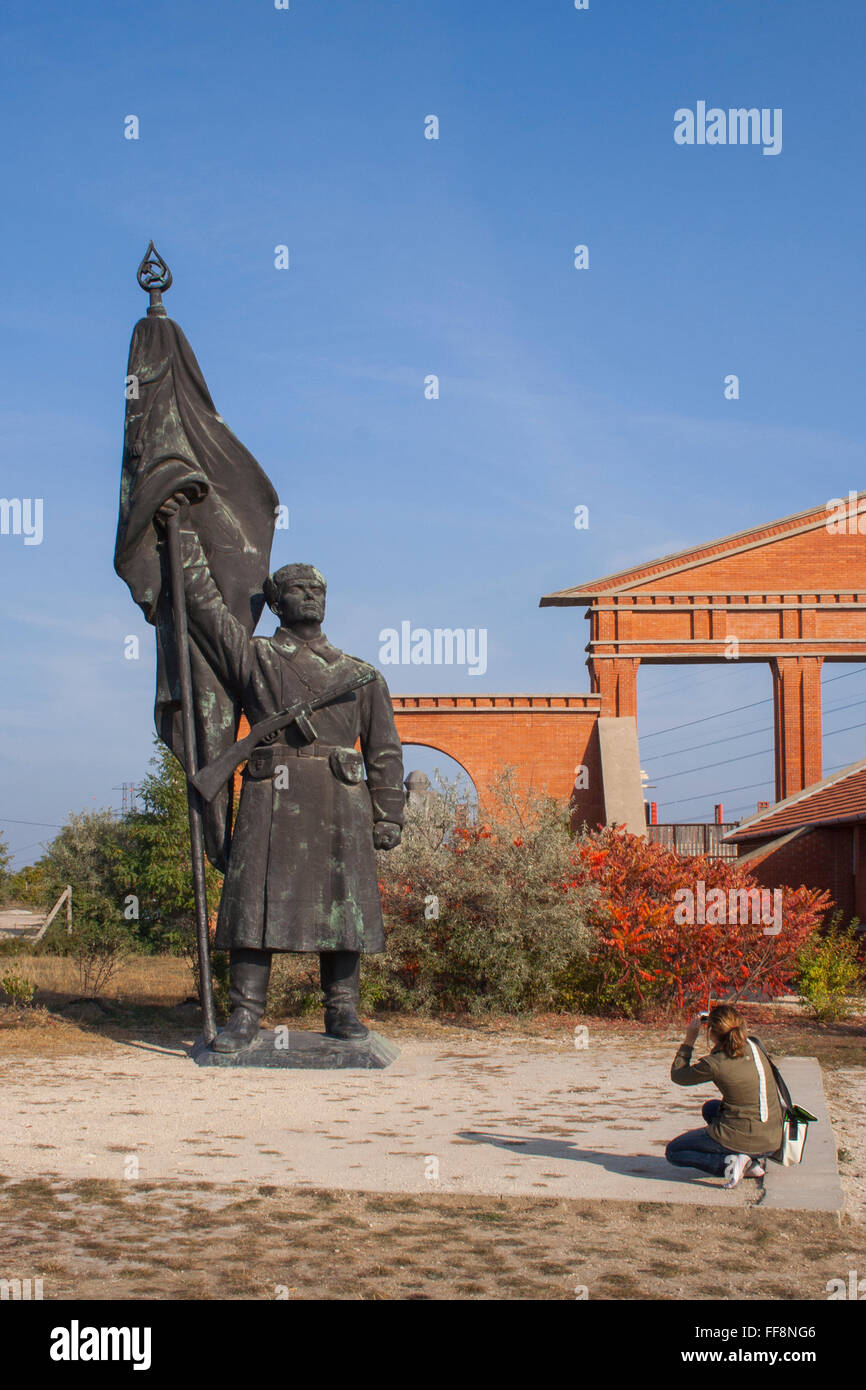Communist-era Red Army Soldier statue (1947) in the Memento Park ...