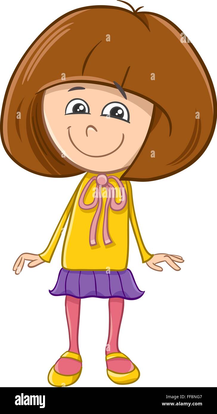 Cartoon Illustration of Beautiful Preschool or Elementary School Age ...