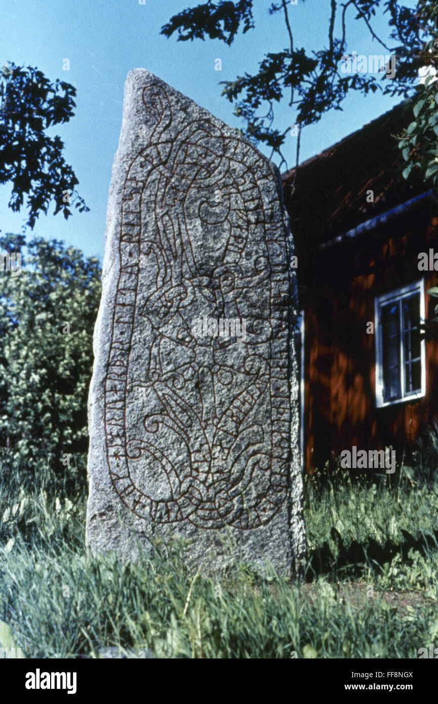 RUNIC STONE, 11th CENTURY. /nFrom Uppland, Sweden Stock Photo - Alamy
