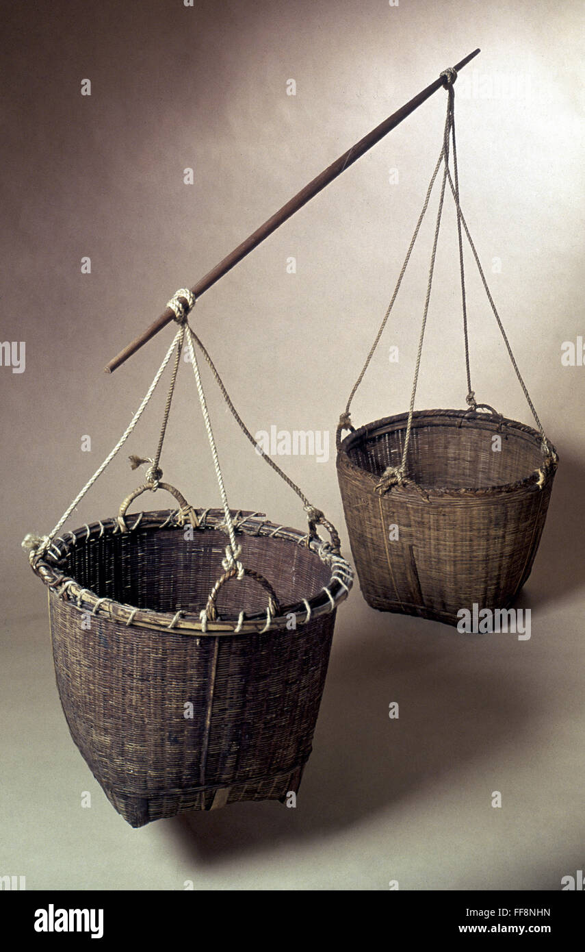 BAMBOO BASKETS, 19th C. /nPair of Chinese bamboo baskets used in San ...