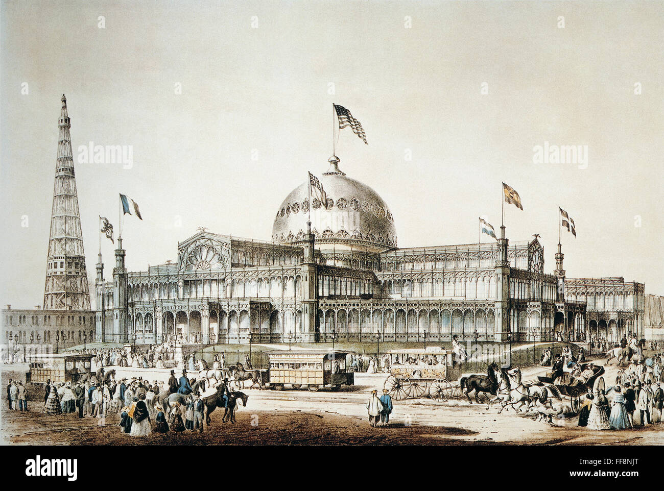 NEW YORK CRYSTAL PALACE. /nNew York Crystal Palace. Lithograph, 1853 ...