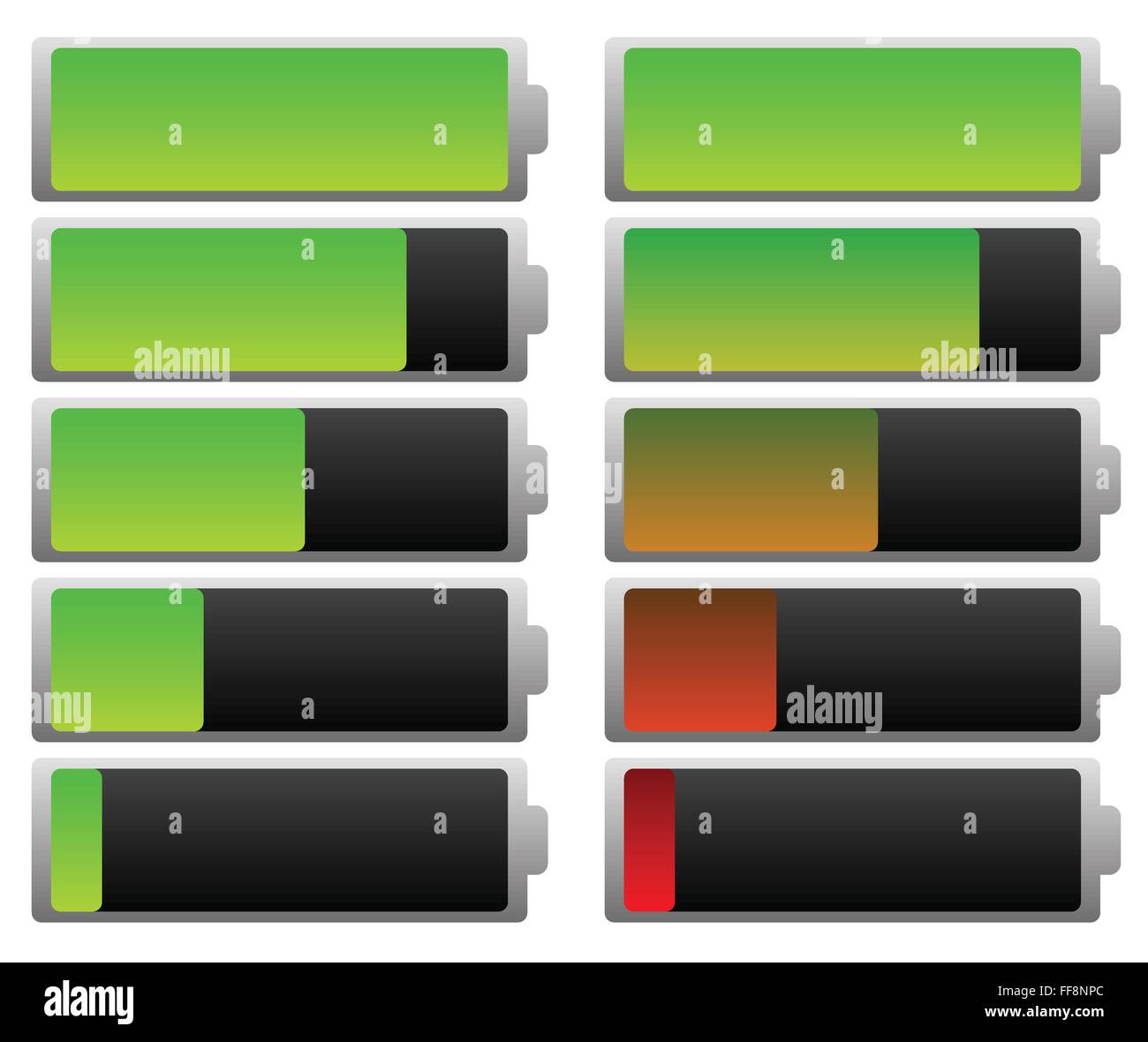 Smooth battery level indicator set. Green and colored Stock Vector ...