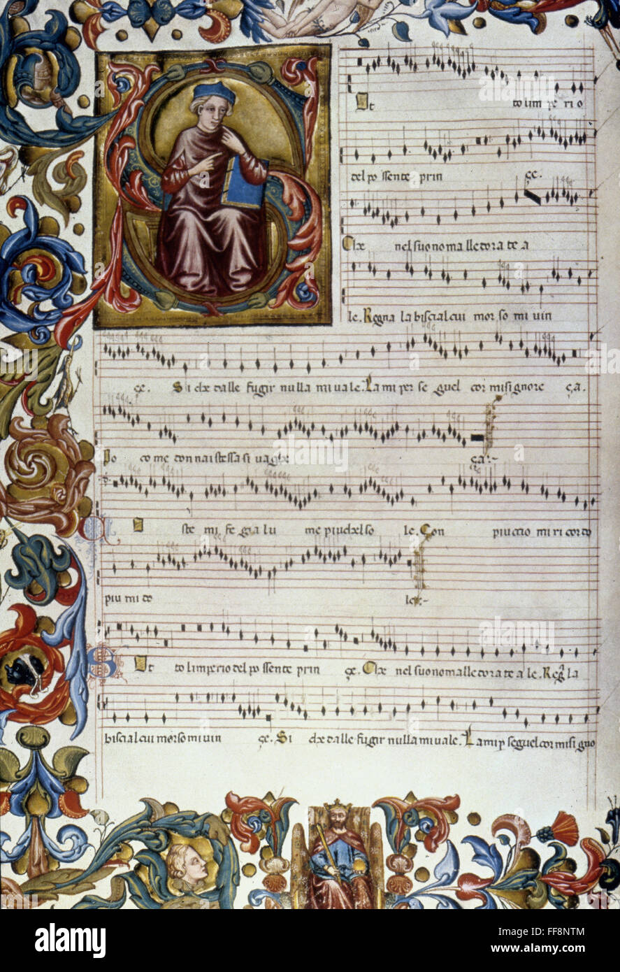 ITALIAN MUSIC, c1320. /nItalian musica manuscript of Ars Nova movement ...