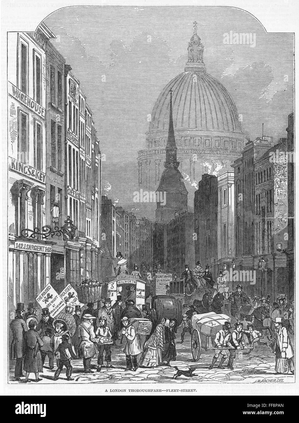 FLEET STREET, LONDON, 1848. /nLooking towards St. Paul's Cathedral ...