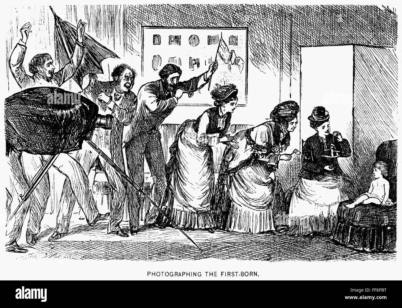 PHOTOGRAPHY, 1876. /n'Photographing the first-born.' Line engraving ...