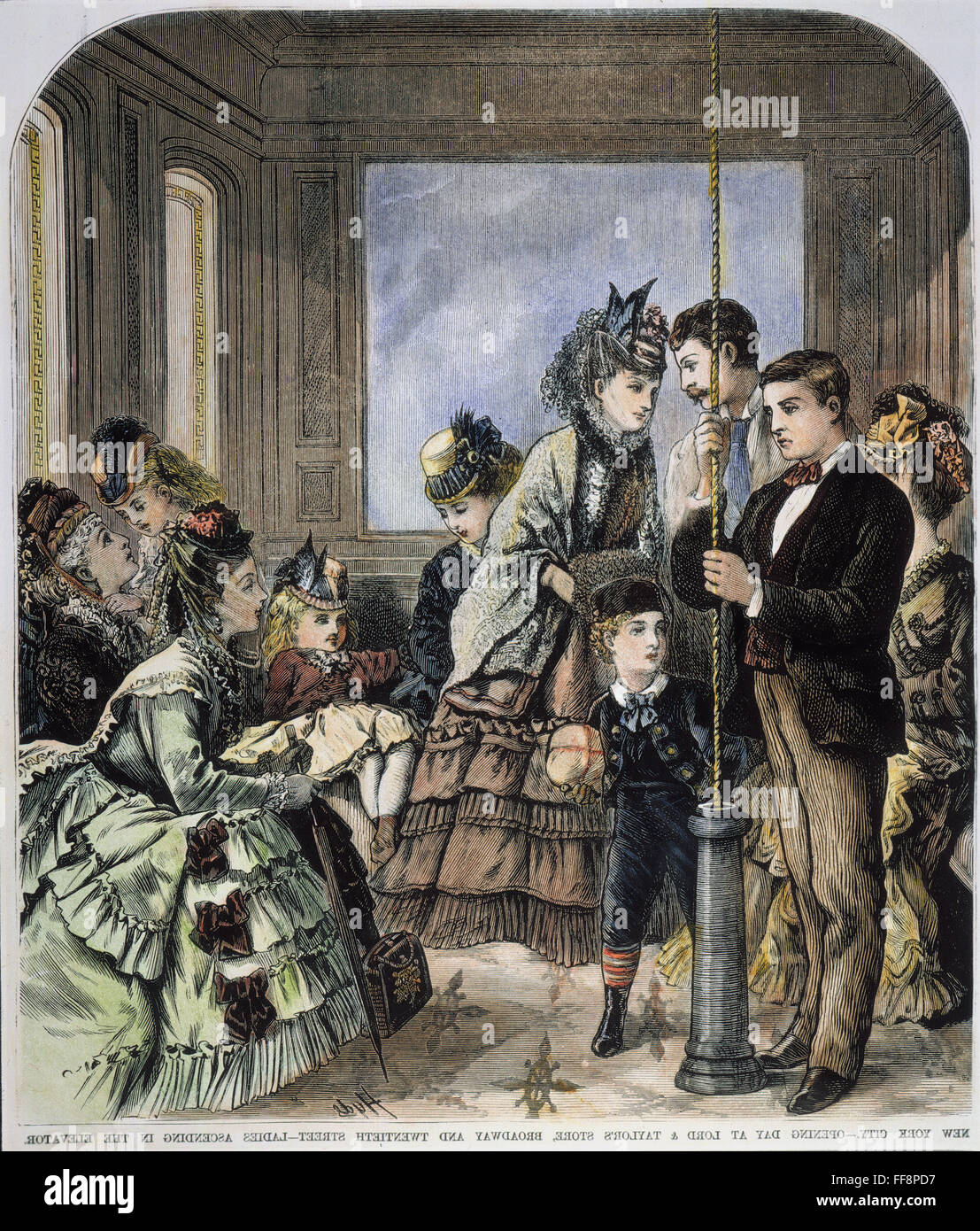 STEAM ELEVATOR, 1872. /nAt Lord & Taylor crowded with fashionable ...