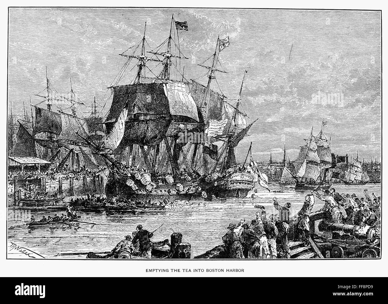 BOSTON TEA PARTY, 1773. /nEmptying the tea into Boston Harbor, 16 ...