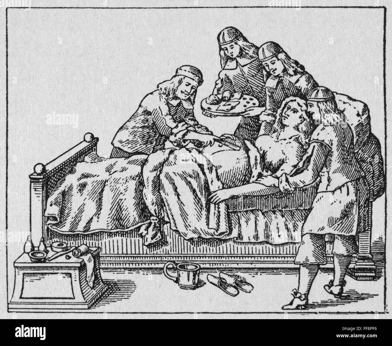 CAESAREAN OPERATION. /nA doctor preparing a woman for childbirth by ...