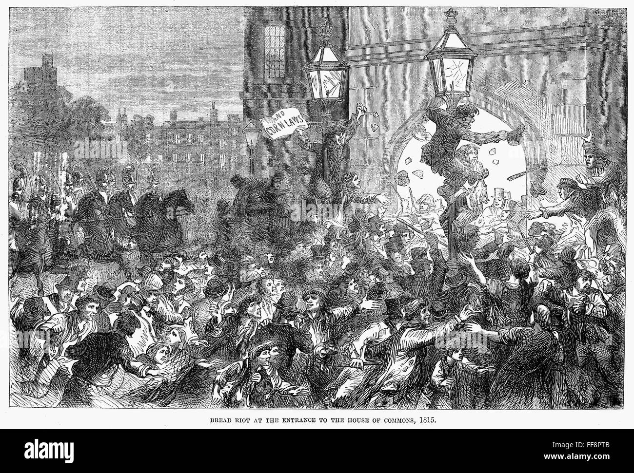 ANTI-CORN LAW RIOT, 1815. /nAnti-Corn Law riot at the House of Commons ...