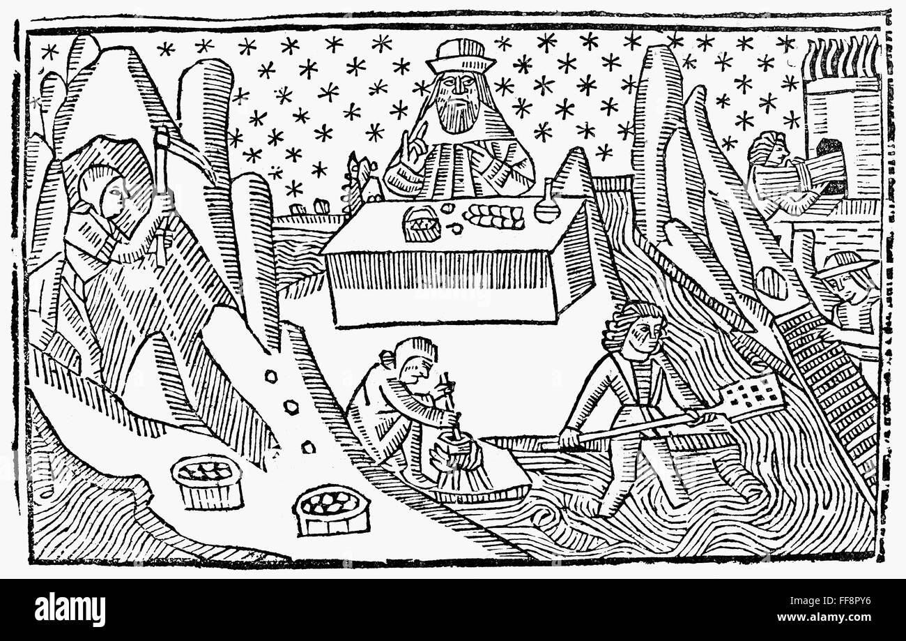 MINING, 1494. /nA medieval mining and dredging operation. Woodcut from ...