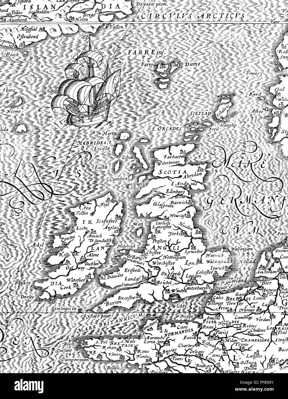 MAP OF BRITAIN & IRELAND. /nDetail of Great Britain and Ireland from ...