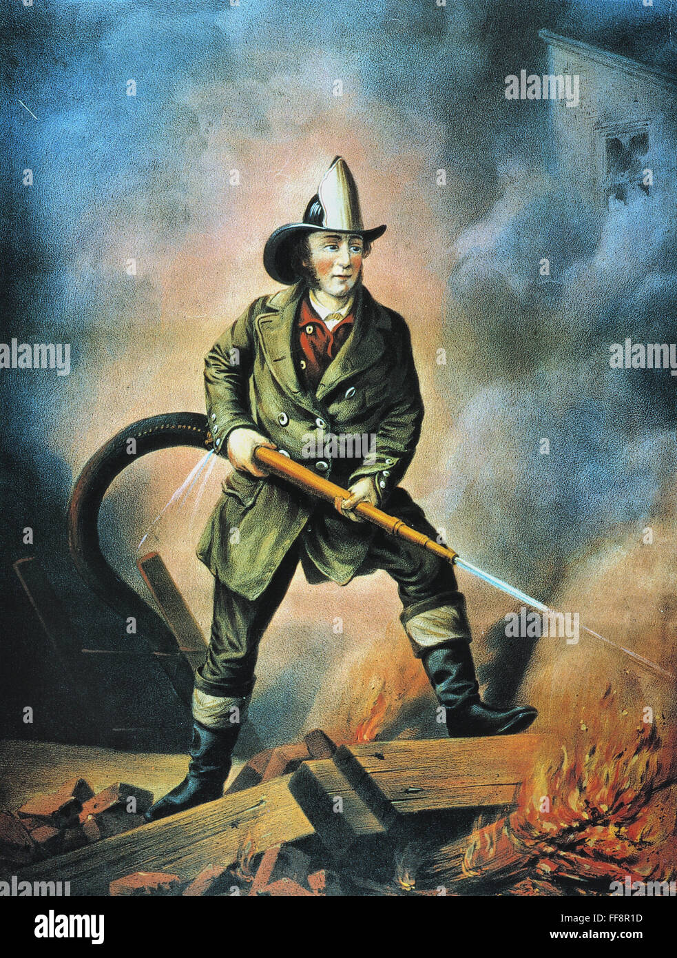AMERICAN FIREMAN. /nLithograph, 1858, by Currier & Ives Stock Photo - Alamy