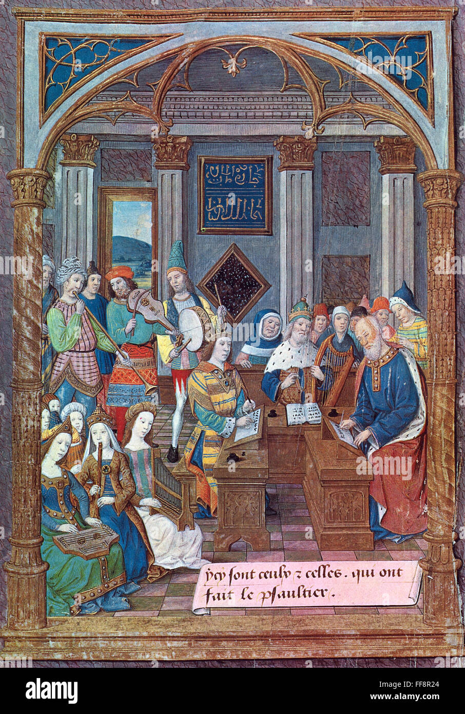 INSTRUMENTS, 15th CENTURY. /nIllumination from a 15th century Psalter ...