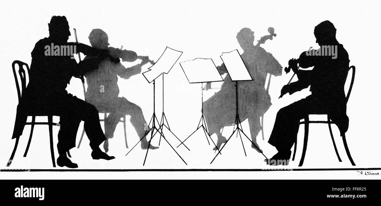 STRING QUARTET, c1935. /nThe Pro Arte Quartet. Drawing, c1935, by Hilda ...