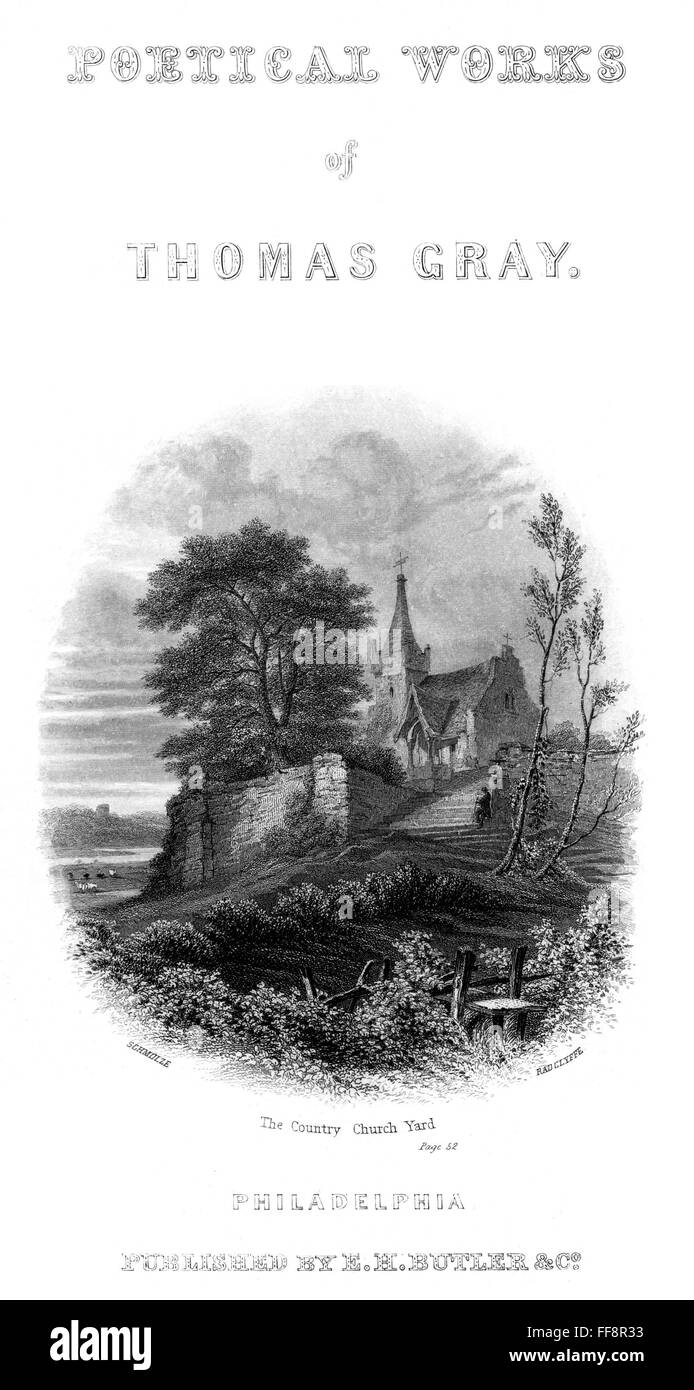 THOMAS GRAY: TITLE-PAGE. /nEngraved title-page to a mid-19th century ...