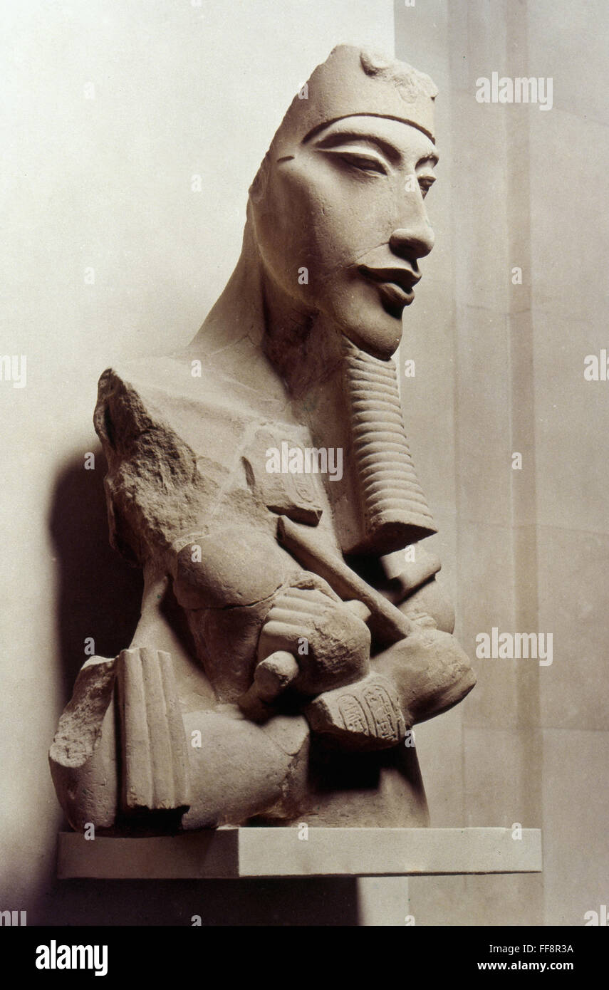 AMENOPHIS IV (AKHENATEN). /nFragment of an Egyptian pillar of Amenophis ...