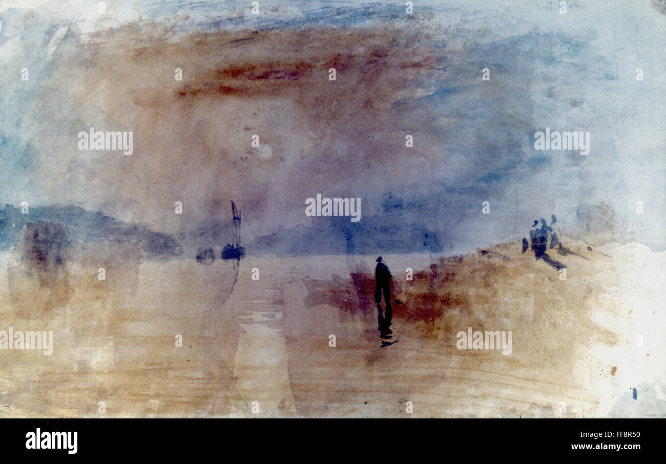 TURNER: FLINT CASTLE. /n'Sunset at Flint Castle, Wales.' Oil on canvas ...