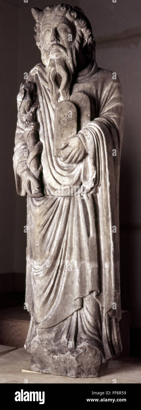 EXODUS: MOSES. /nStone figure of Moses. English, c1200 AD. Height: 69 ...