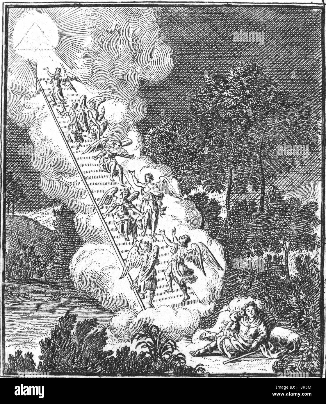 JACOB'S LADDER. /nThe vision of Jacob's ladder (Genesis 28: 12). Copper ...