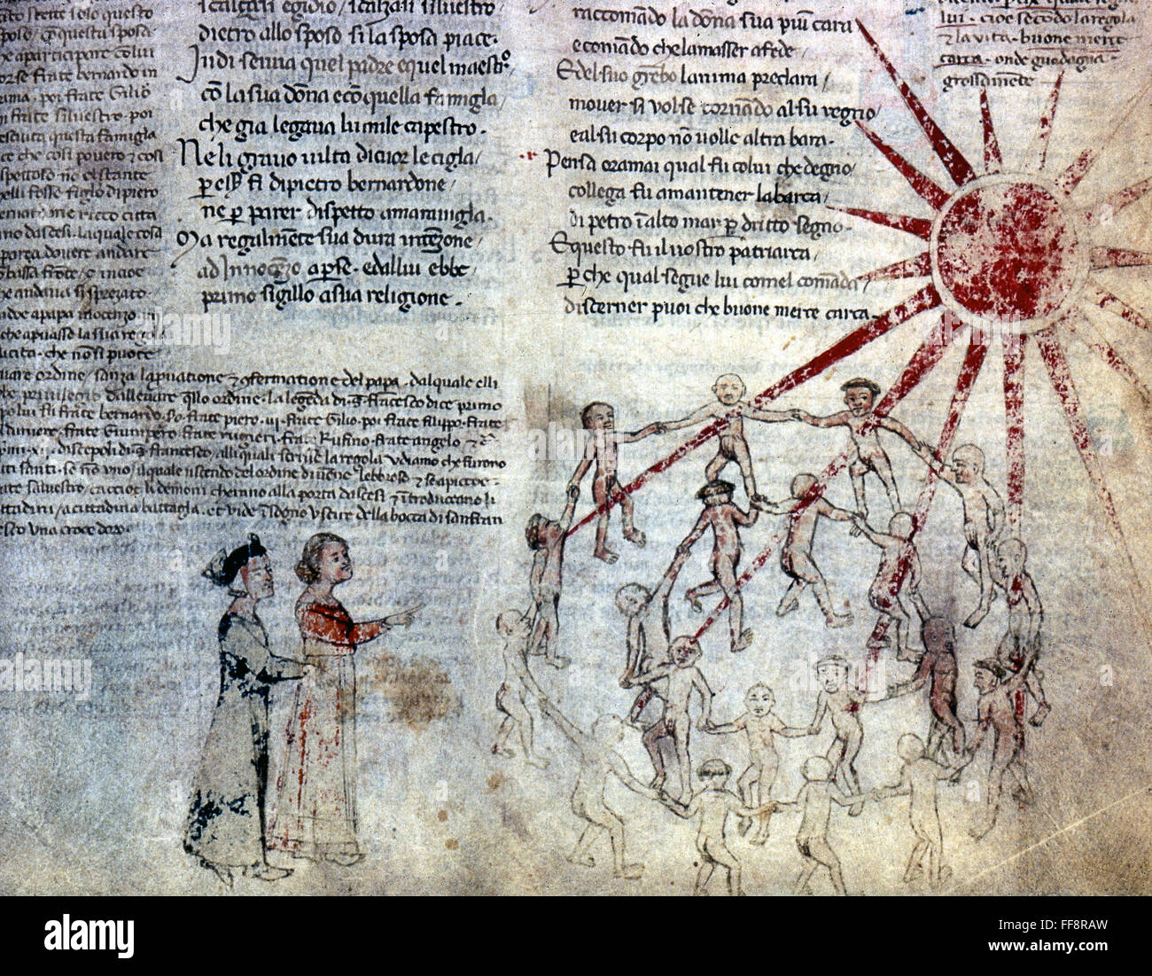 DANTE: DIVINE COMEDY. /nDante and Beatrice. Illumination from a late ...