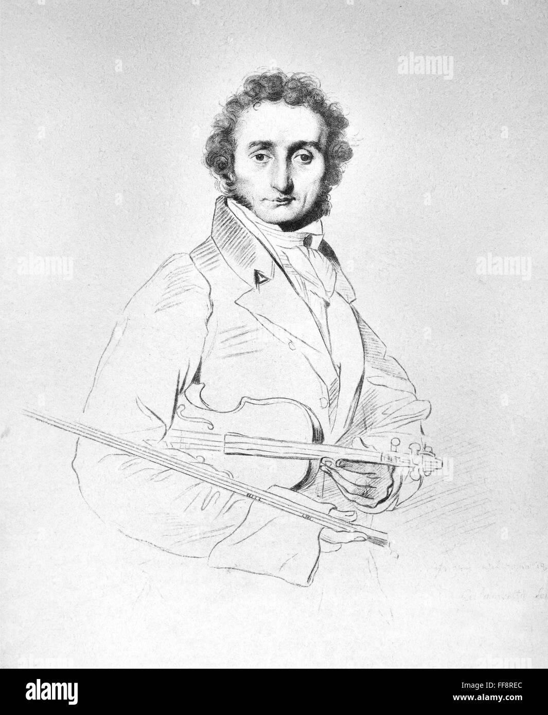 NICOLO PAGANINI (1782-1840). /nItalian violinist and composer. Line and ...