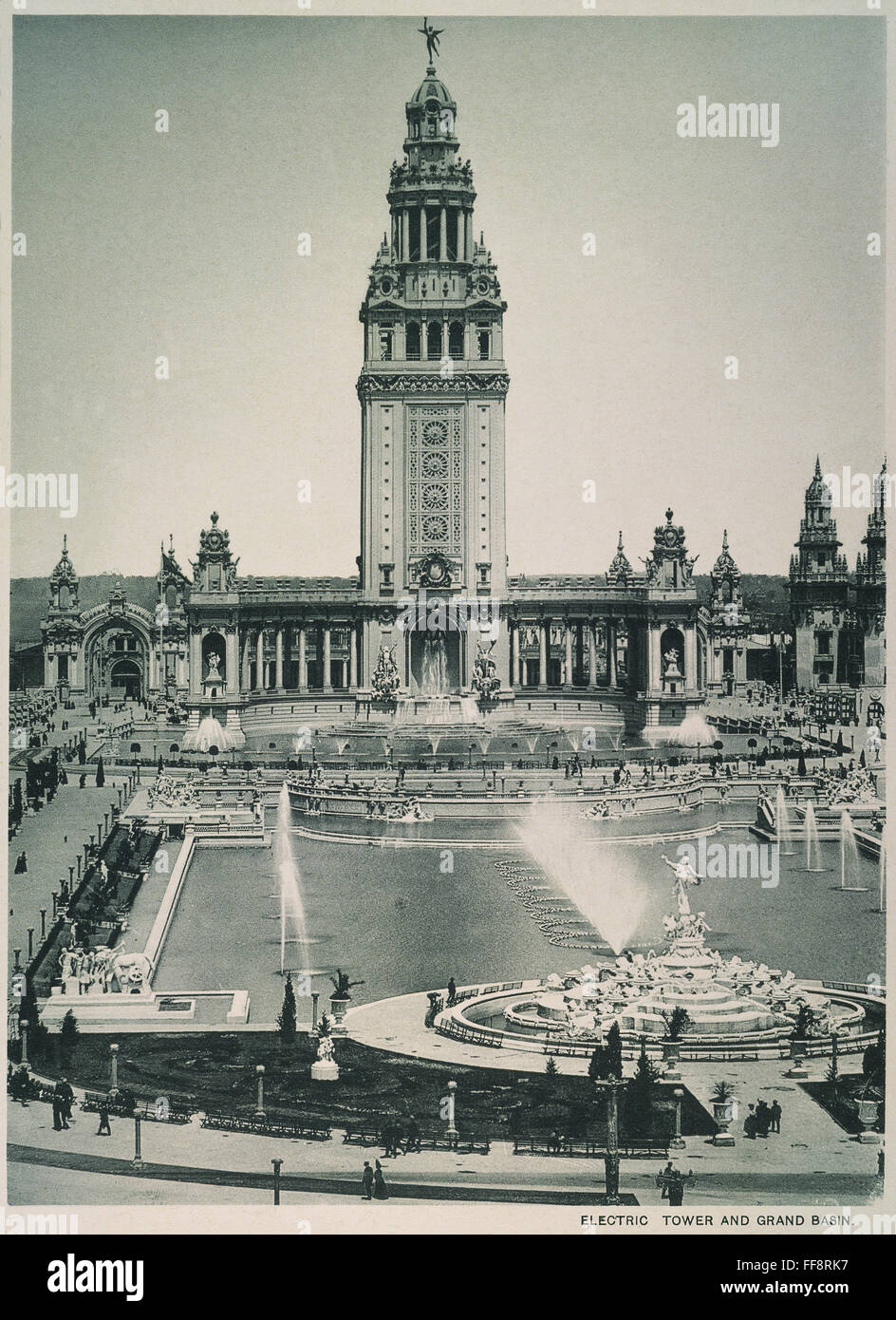 PAN-AMERICAN EXPO, 1901. /nThe Electric Tower by the Grand Basin at the ...