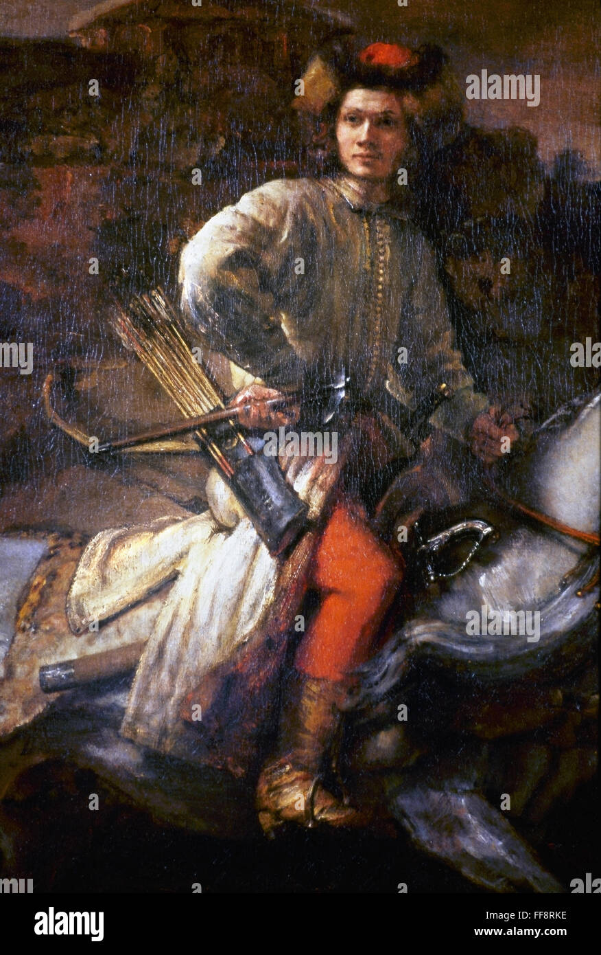 REMBRANDT: THE POLISH RIDER. /nDetail of 'The Polish Rider. Oil on ...