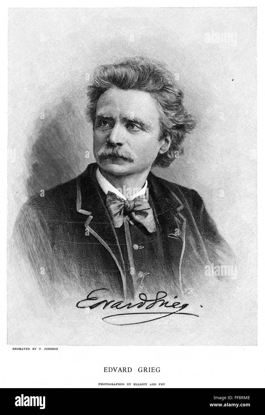 EDVARD GRIEG (1843-1907). /nNorwegian composer. Wood engraving, 1894 ...