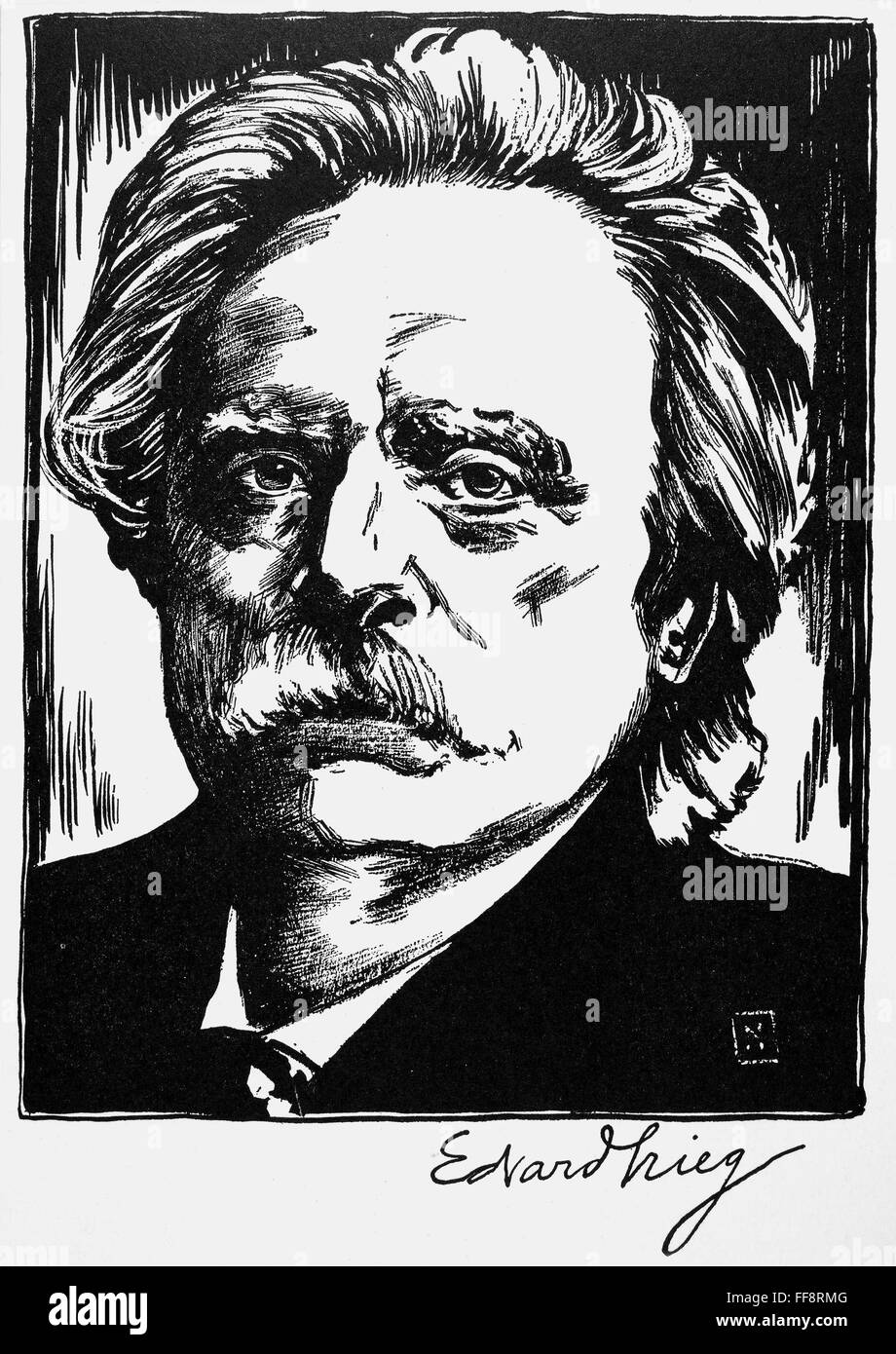 EDVARD GRIEG (1843-1907). /nNorwegian composer. Drawing, c1932, by ...
