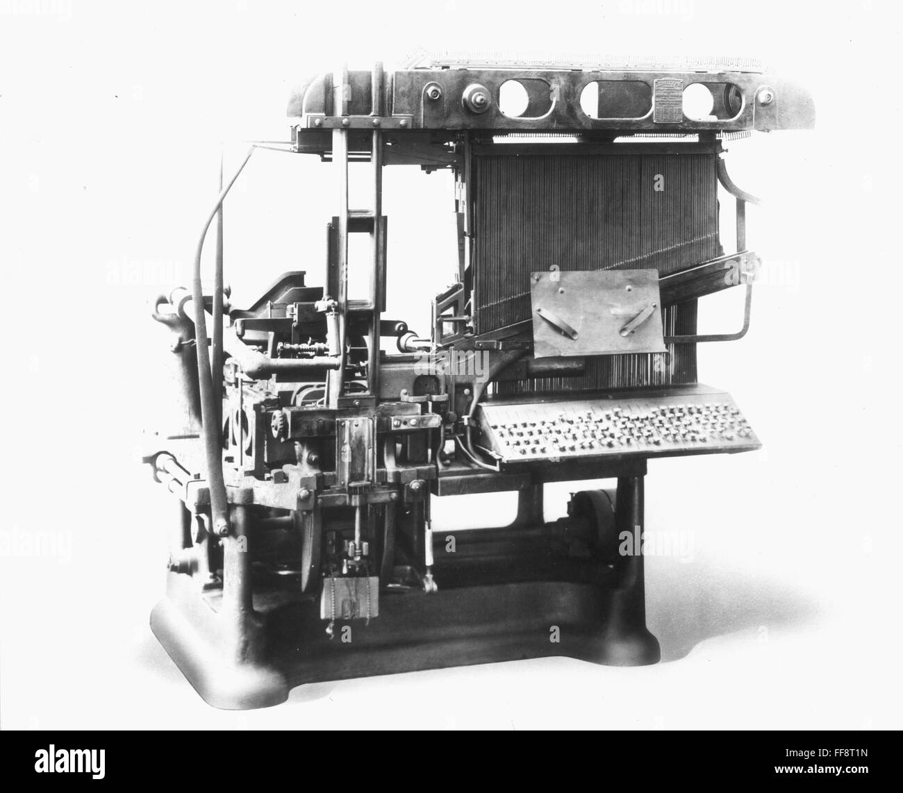 LINOTYPE MACHINE, 1886. /nOttmar Mergenthaler's first linotype machine ...