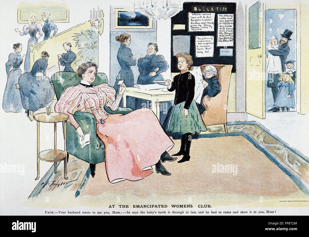 WOMEN'S RIGHTS CARTOON. /nAn American cartoon of 1896 by C.J. Taylor on ...