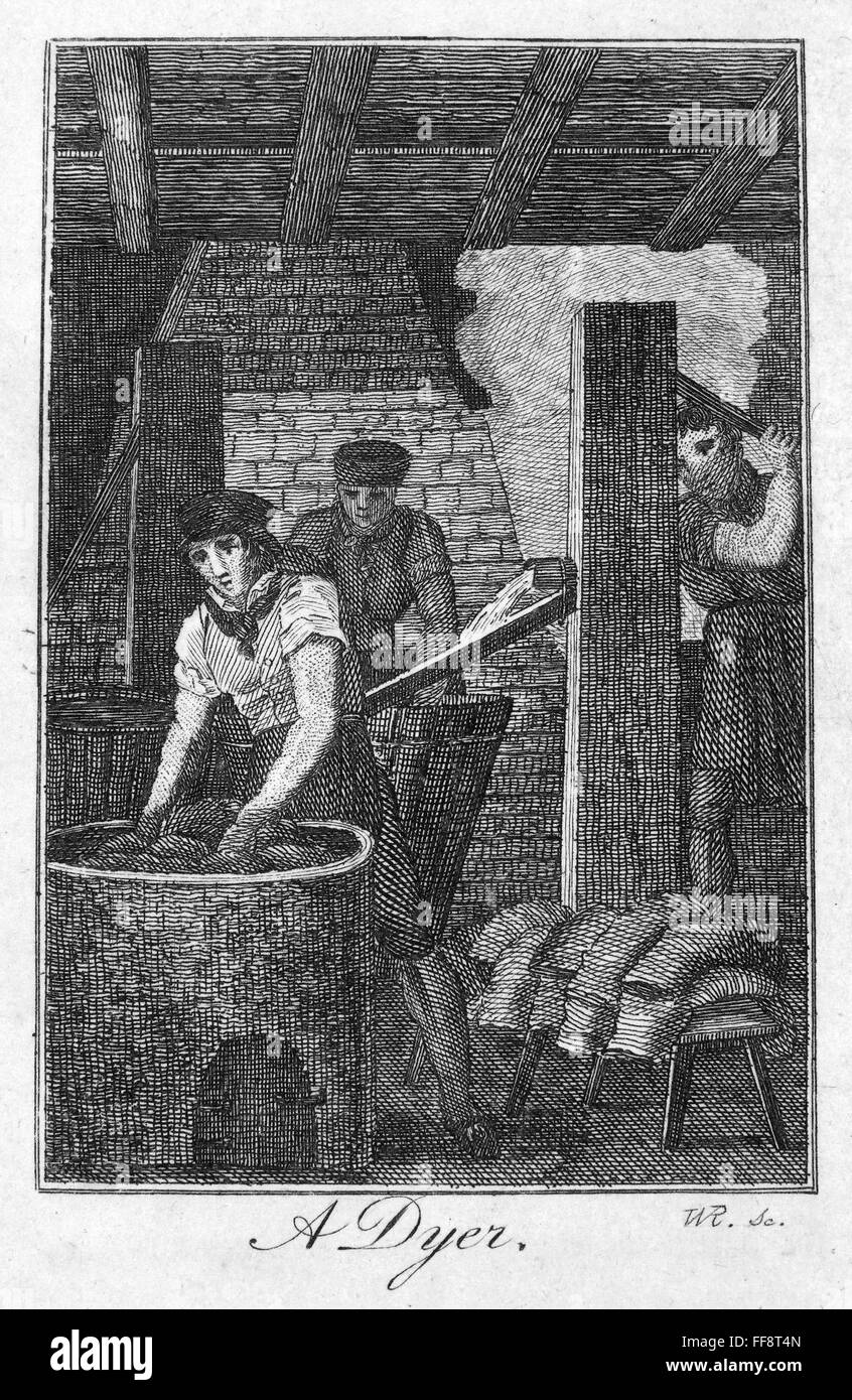 COLONIAL DYER. /nA colonial American dyer assisted by indentured ...