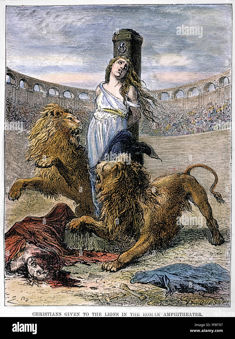 ROME: CHRISTIAN MARTYRS. /nChristian martyrs thrown to the lions in the ...