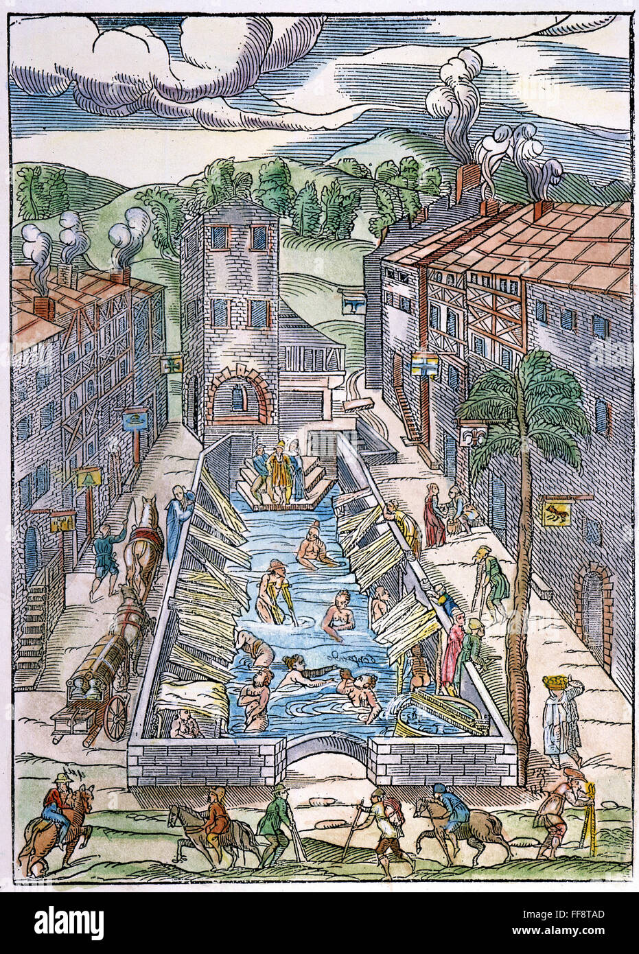 FRANCE: BATH HOUSE, 1553. /nAncient Roman bath house at PlombiΦres ...