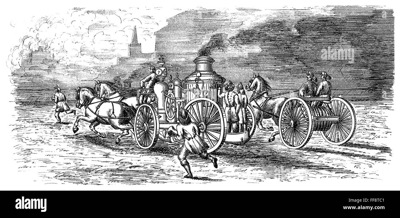 FIRE ENGINE, 19th CENTURY. /nAmerican horsedrawn steam engine, 1868 ...