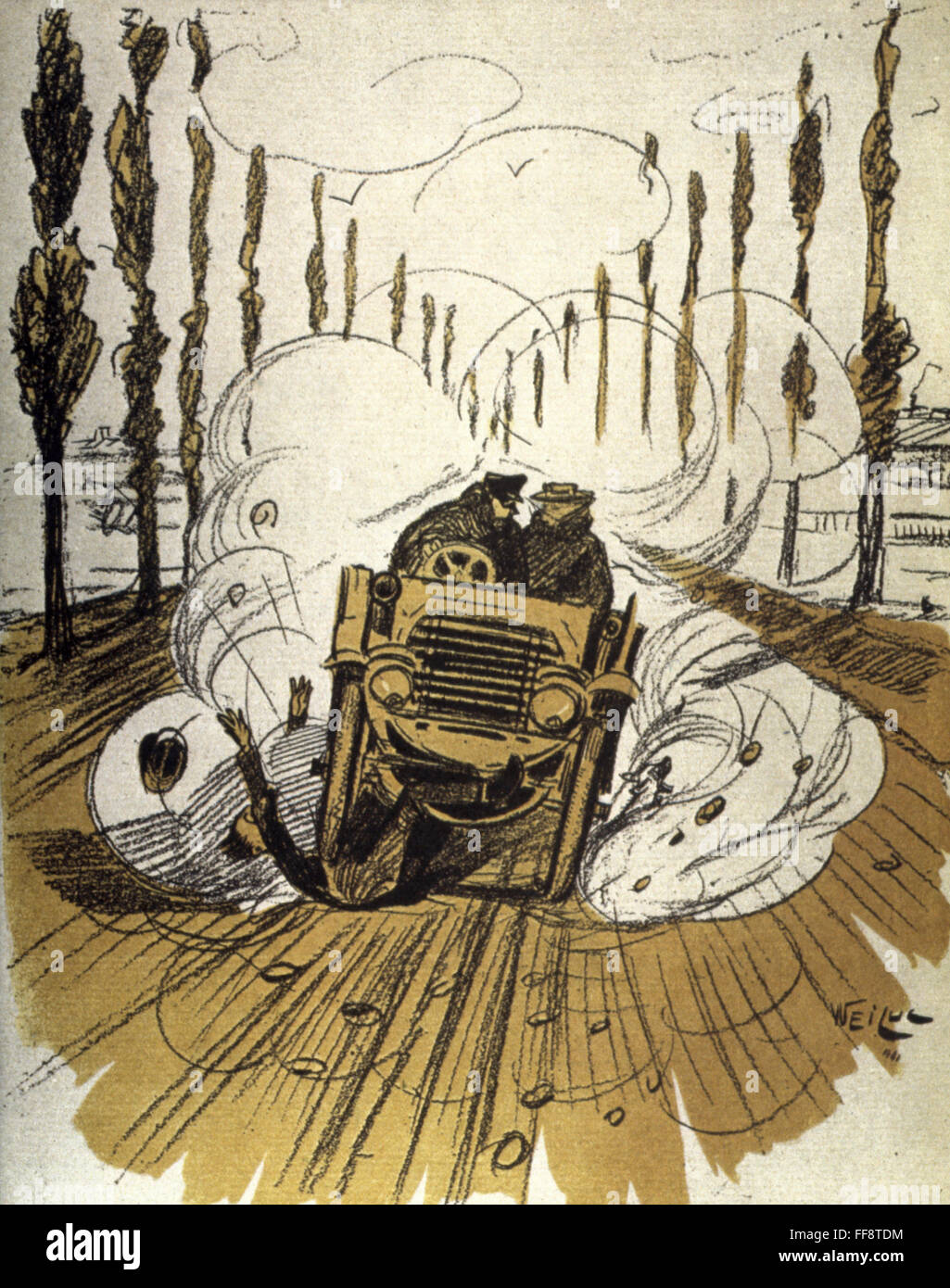 AUTOMOBILE CARTOON, 1902. /nFrench cartoon, 1902, on the similar sounds ...