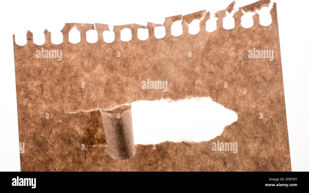 Piece of blank brown torn notepaper on a white background Stock Photo ...