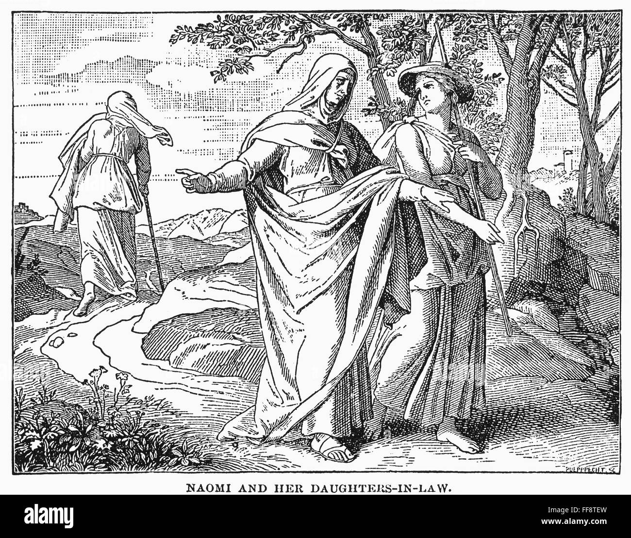 NAOMI, RUTH & ORPAH. /nNaomi on the road to Bethlehem with one of her ...